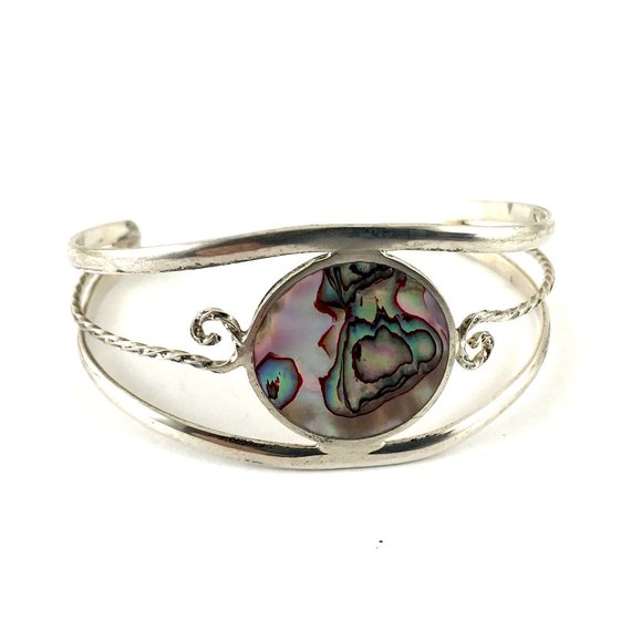 Jewelry | Vintage Alpaca Silver Abalone Shell Inlay Bracelet | Poshmark